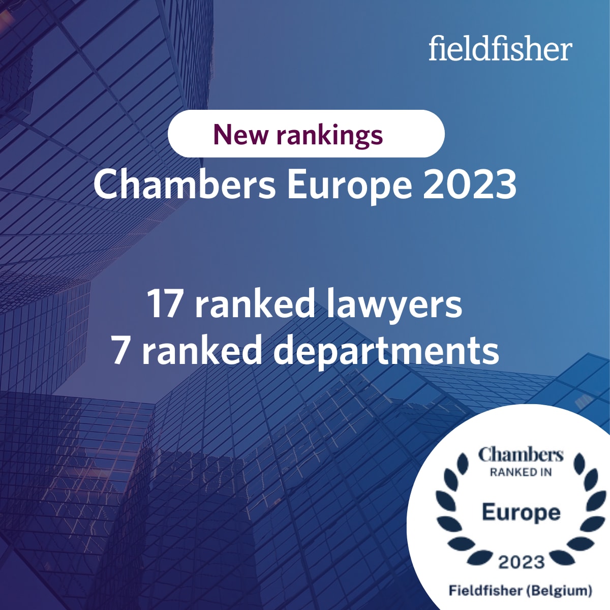 Fieldfisher Belgium highly ranked in Chambers and Partners Europe 2023 | Fieldfisher